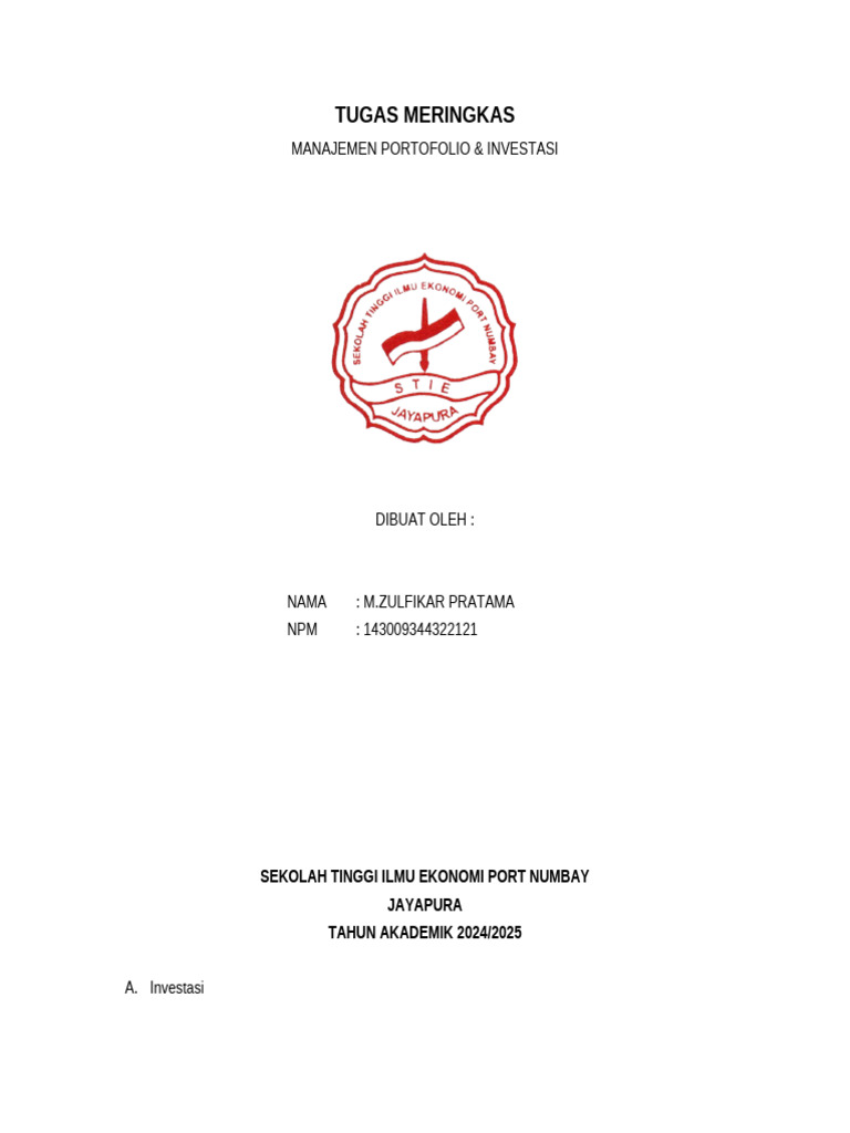 Tugas Meringkas Manajemen Portofolio | PDF