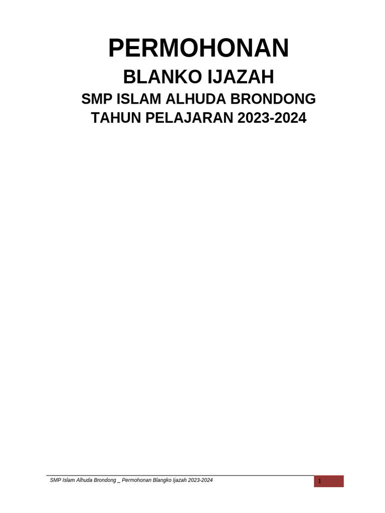 Permohonan Blangko Ijazah 2023 - 2024 | PDF