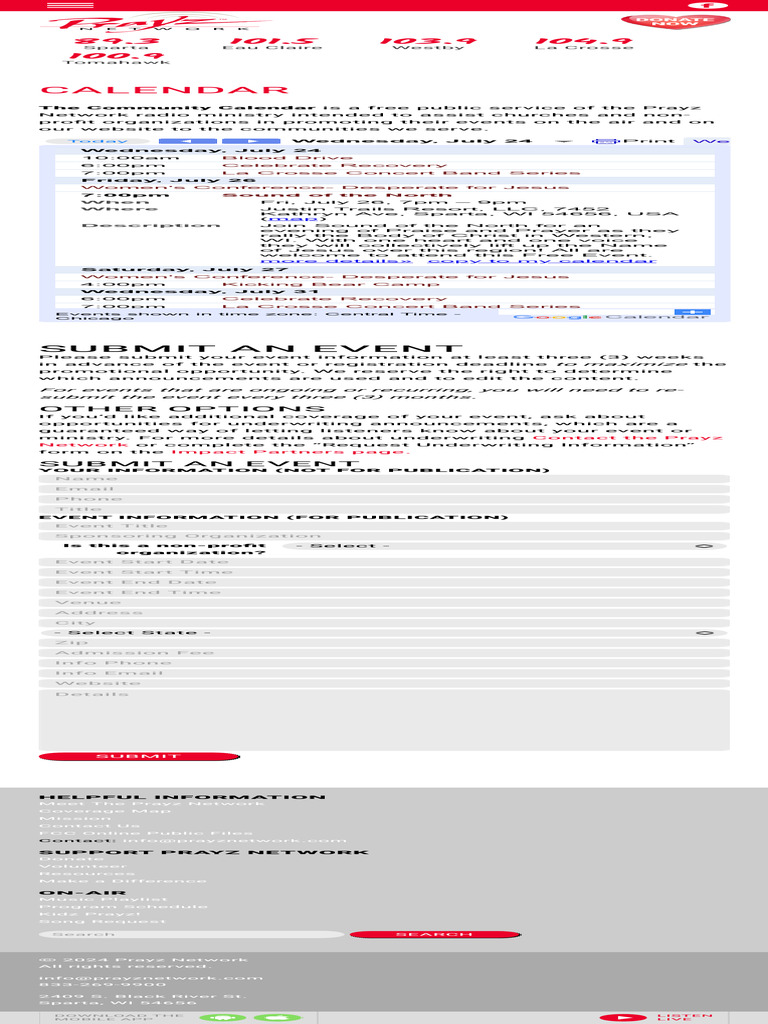 Calendar - Prayz Network | PDF