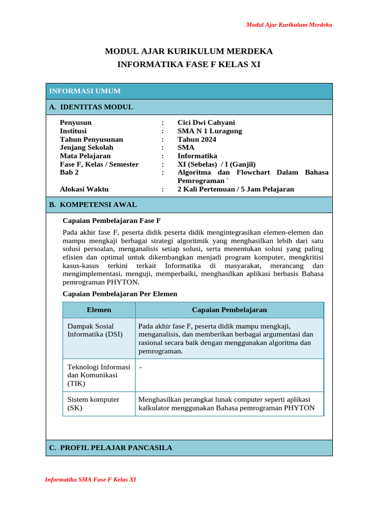 Modul Ajar Flowchart | PDF