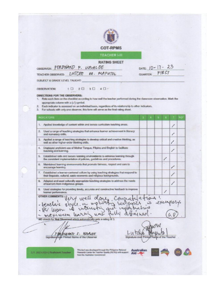Accomplished Cot Forms | PDF