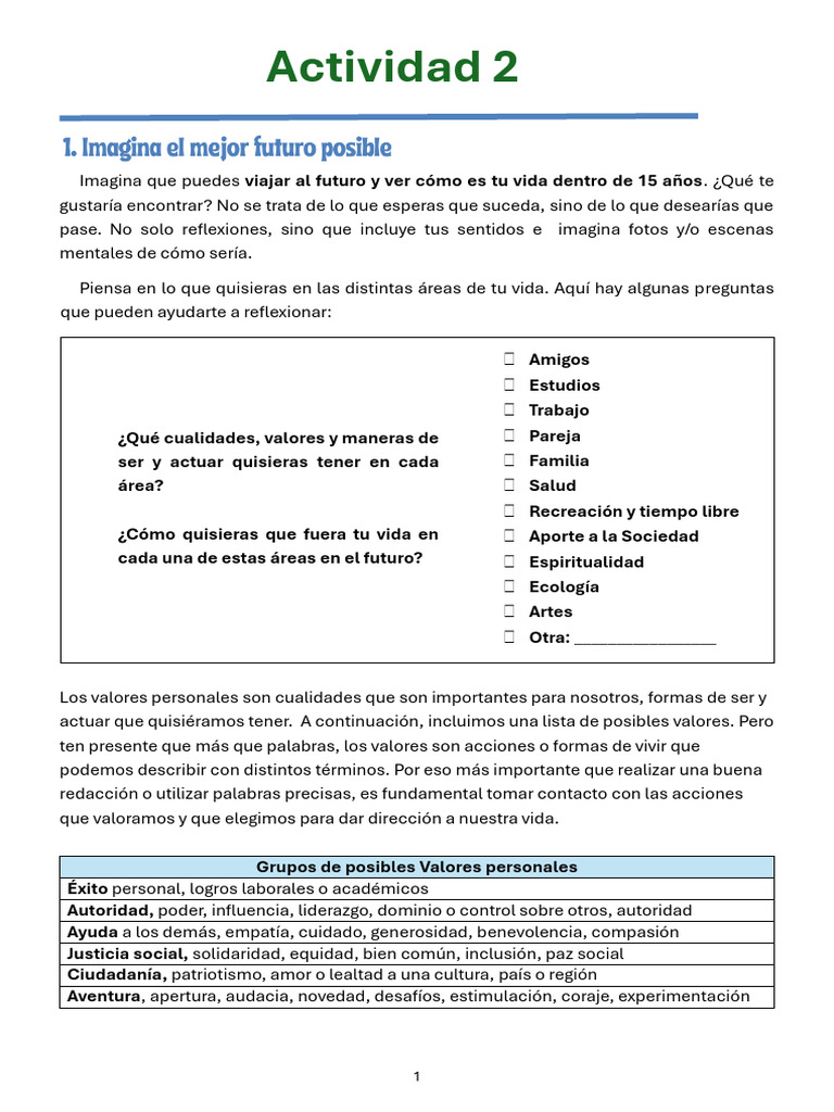 1 Mapa de Vida, Metas y Valores | PDF