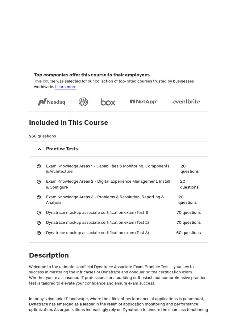 Dynatrace Associate Certification Guide | PDF | Certification | Business