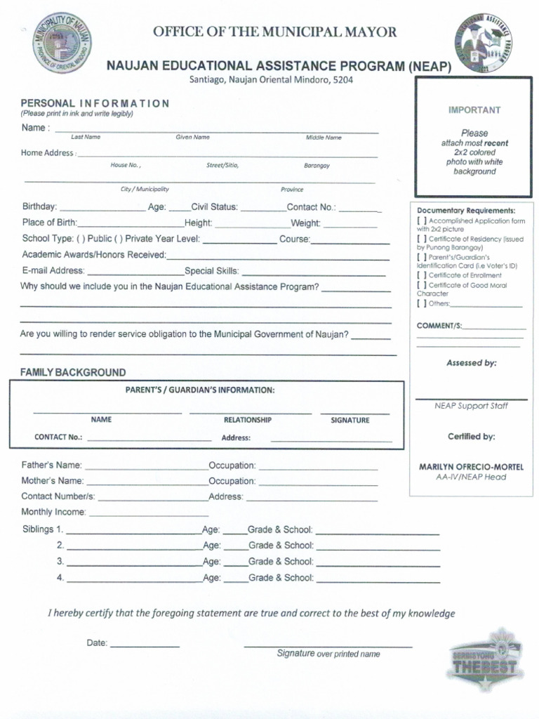 Neap Form | PDF