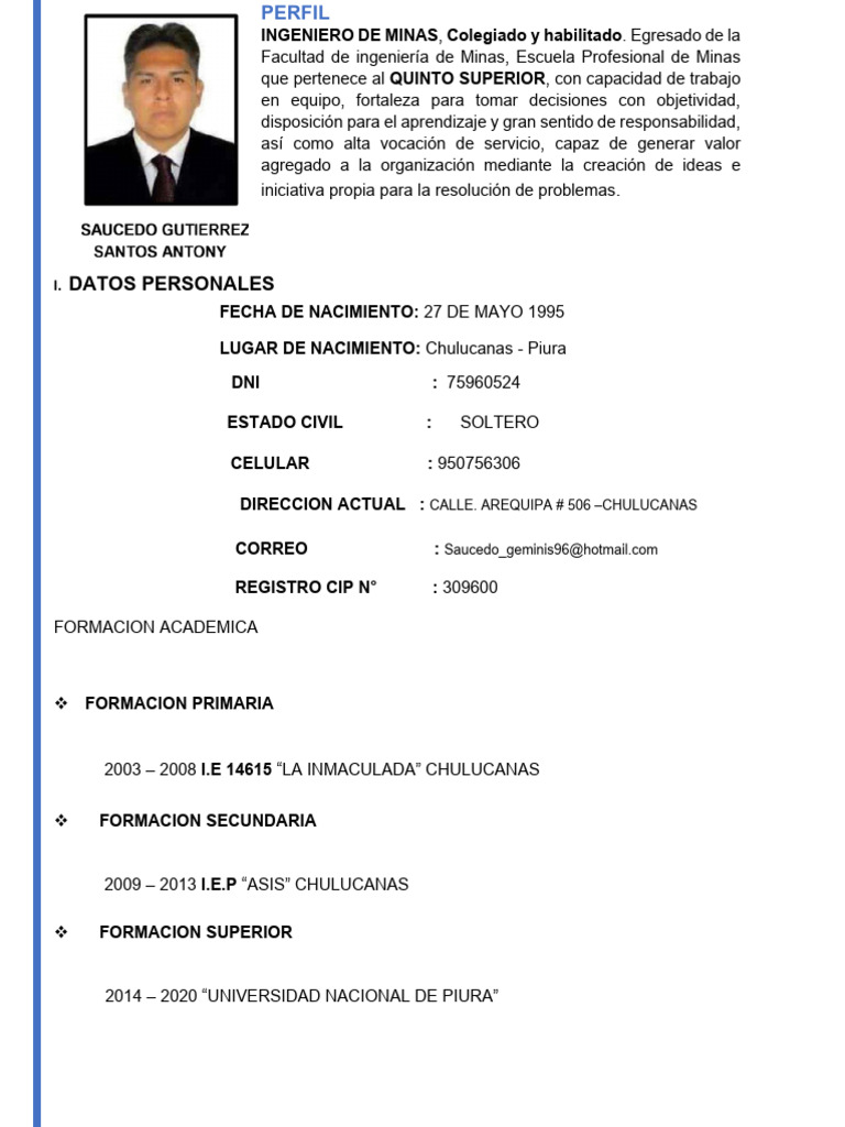 CV Antony Saucedo 2024 PDF - Organized | PDF