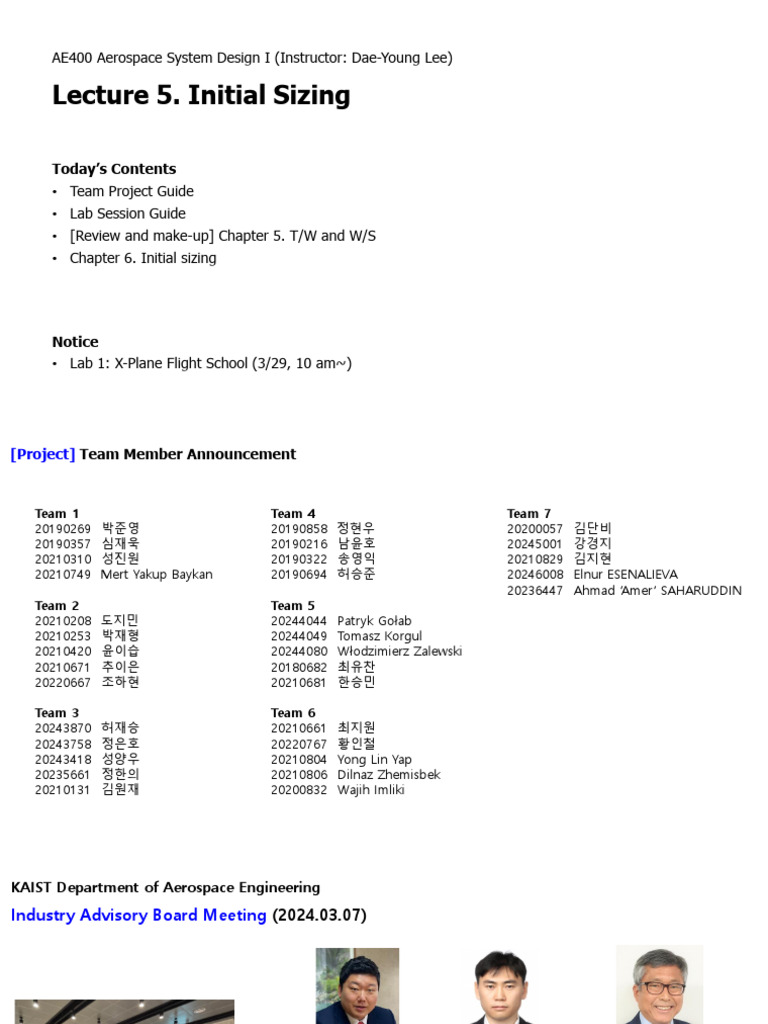 AE400 2024S Lecture 5 Initial Sizing | PDF