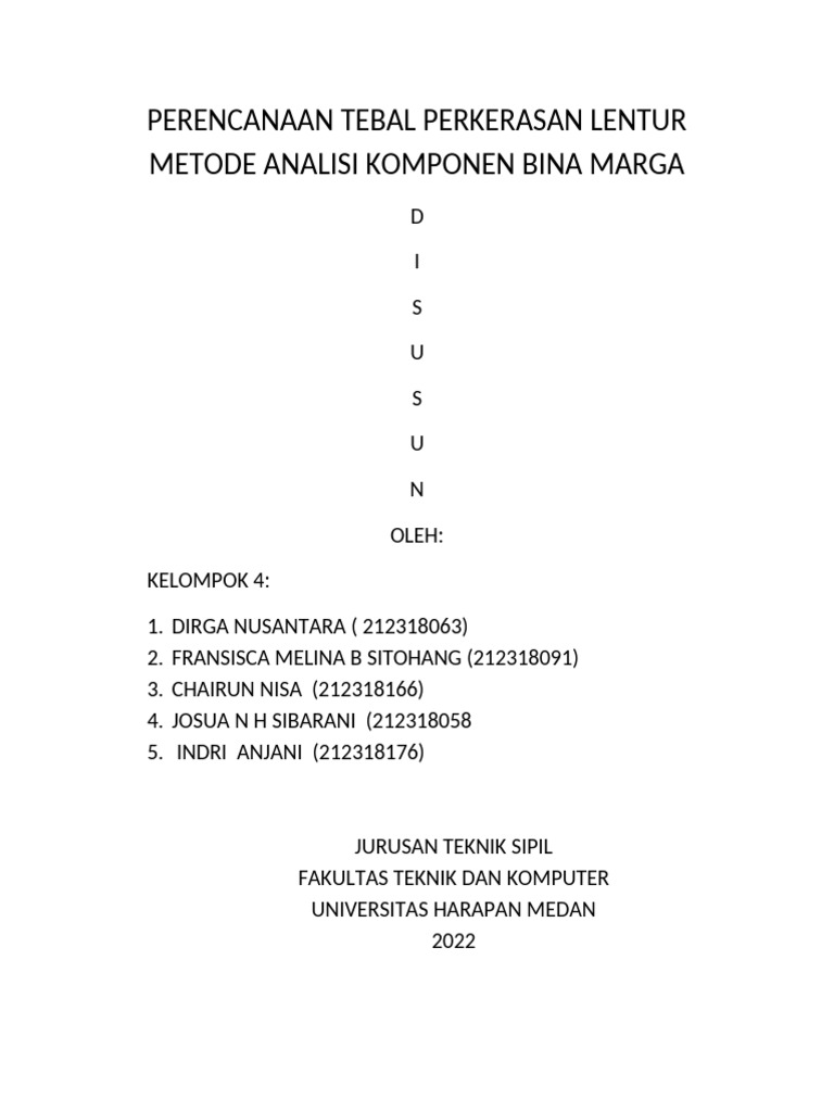 Perencanaan Tebal Perkerasan Lentur Metode Analisi Komponen Bina Marga | PDF