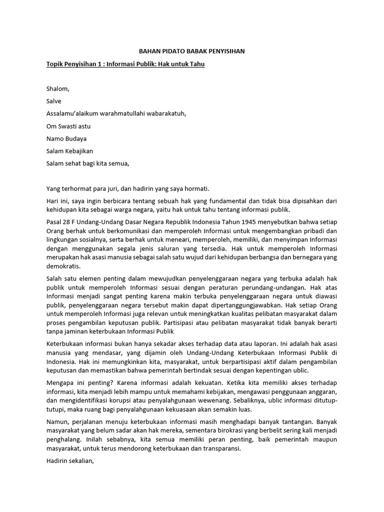 Bahan Pidato Ppid | PDF