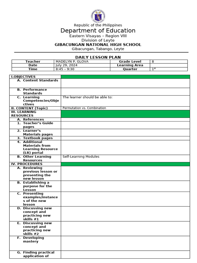 Lesson Plan Format | PDF