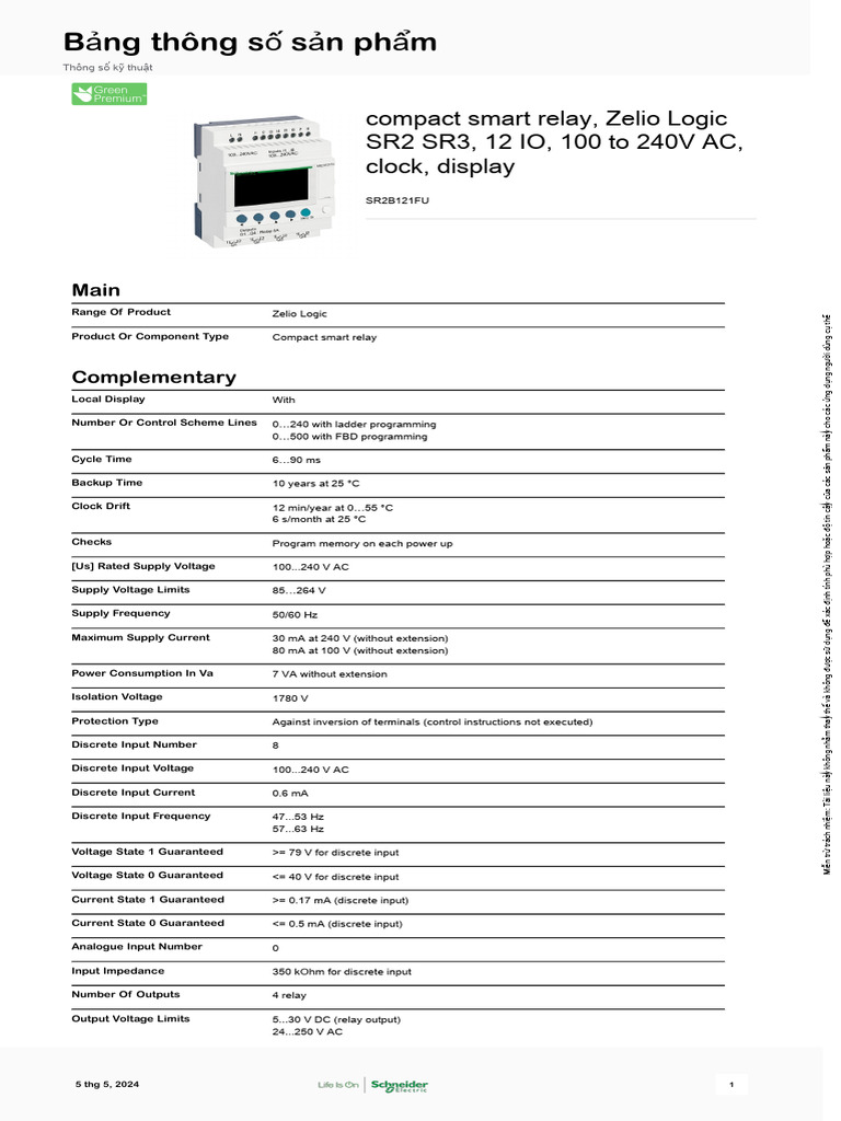 Schneider Electric Zelio Logic SR2 SR3 SR2B121FU | PDF