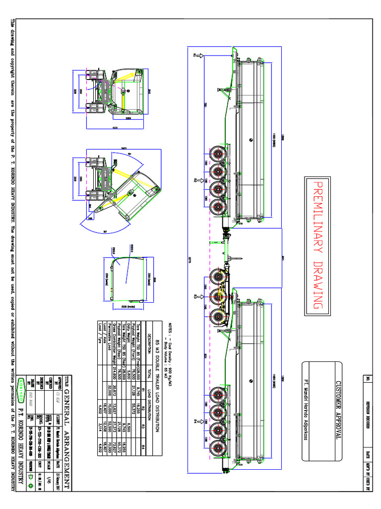 Drawing - 170 m3 Side Dump A Double Trailer-Bayan | PDF