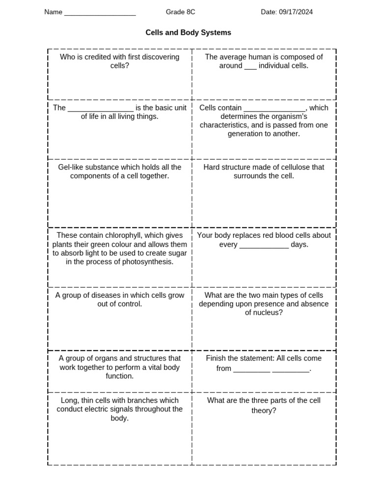 Cell Theory Quiz | PDF