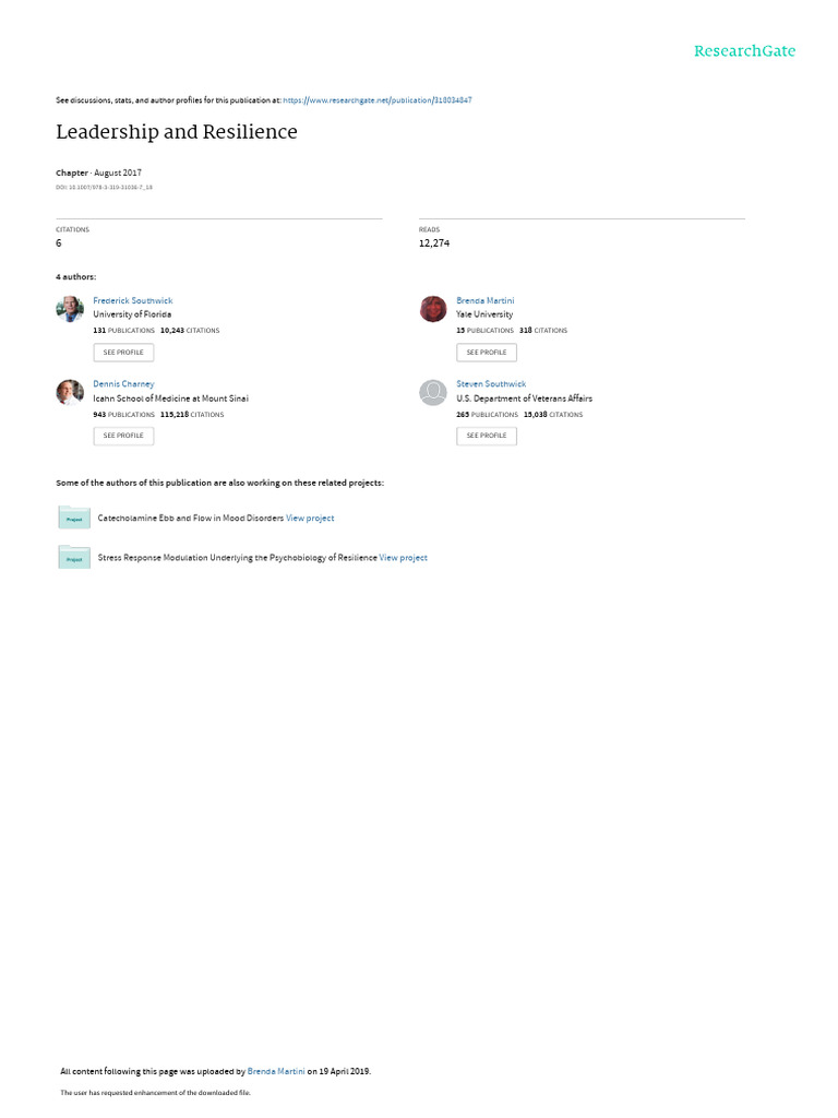 Leadershipand Resilience | PDF | Psychological Resilience | Social Support