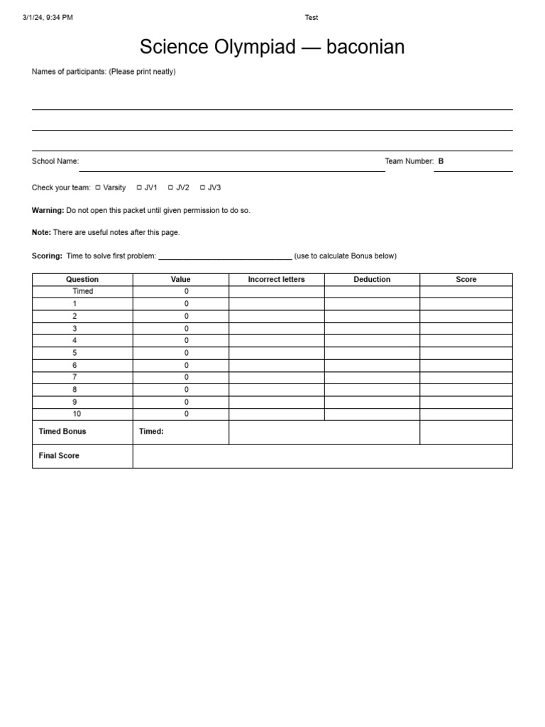 Science Olympiad | PDF