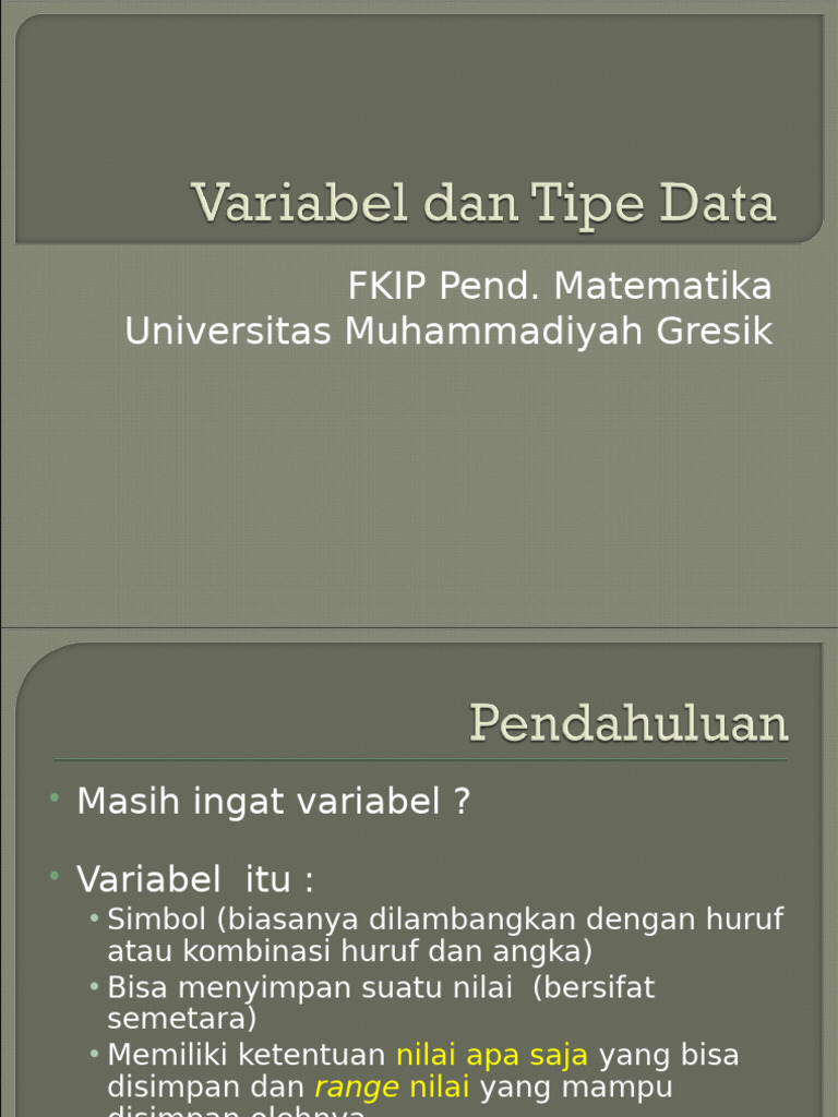 4 Variabel Dan Tipe Data | PDF