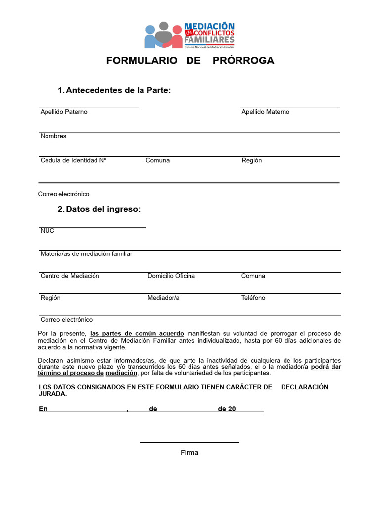 Formulario Prorroga Causa | PDF