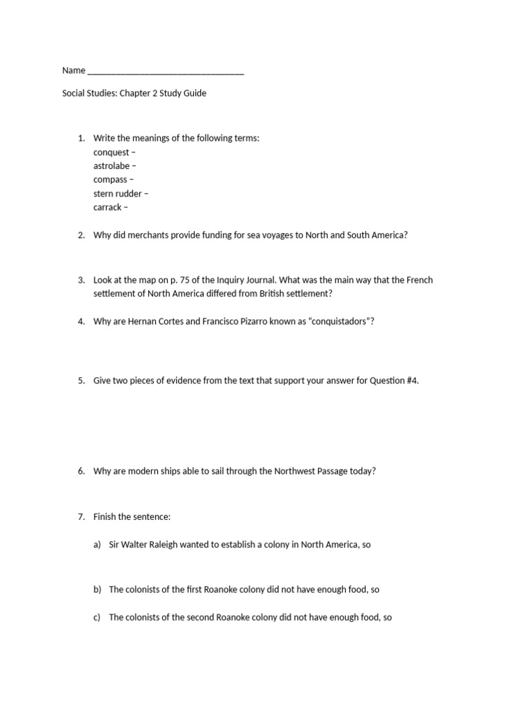 MH SS Ch. 2 Study Guide | PDF