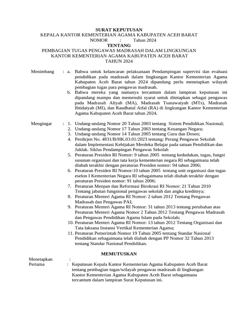 SK Pengawas 2024 | PDF