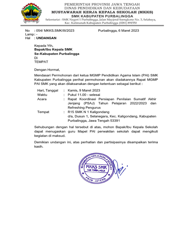 054.undangan MGMP Pai (09032023) | PDF