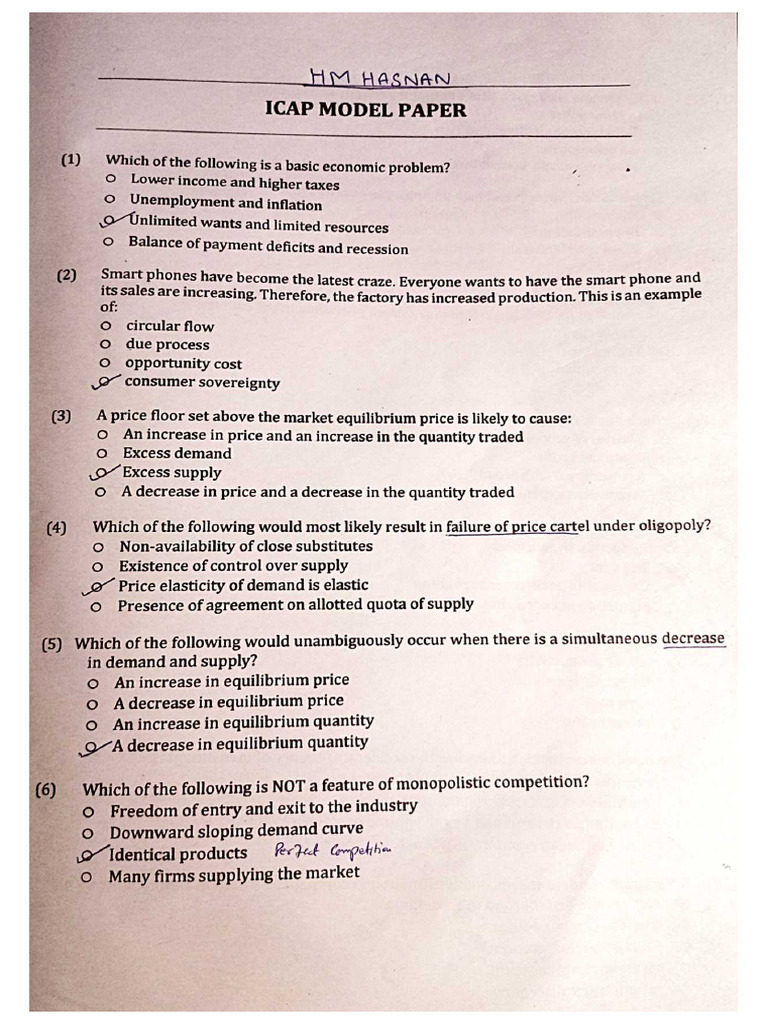 Eco Model Paper Solution-1 | PDF