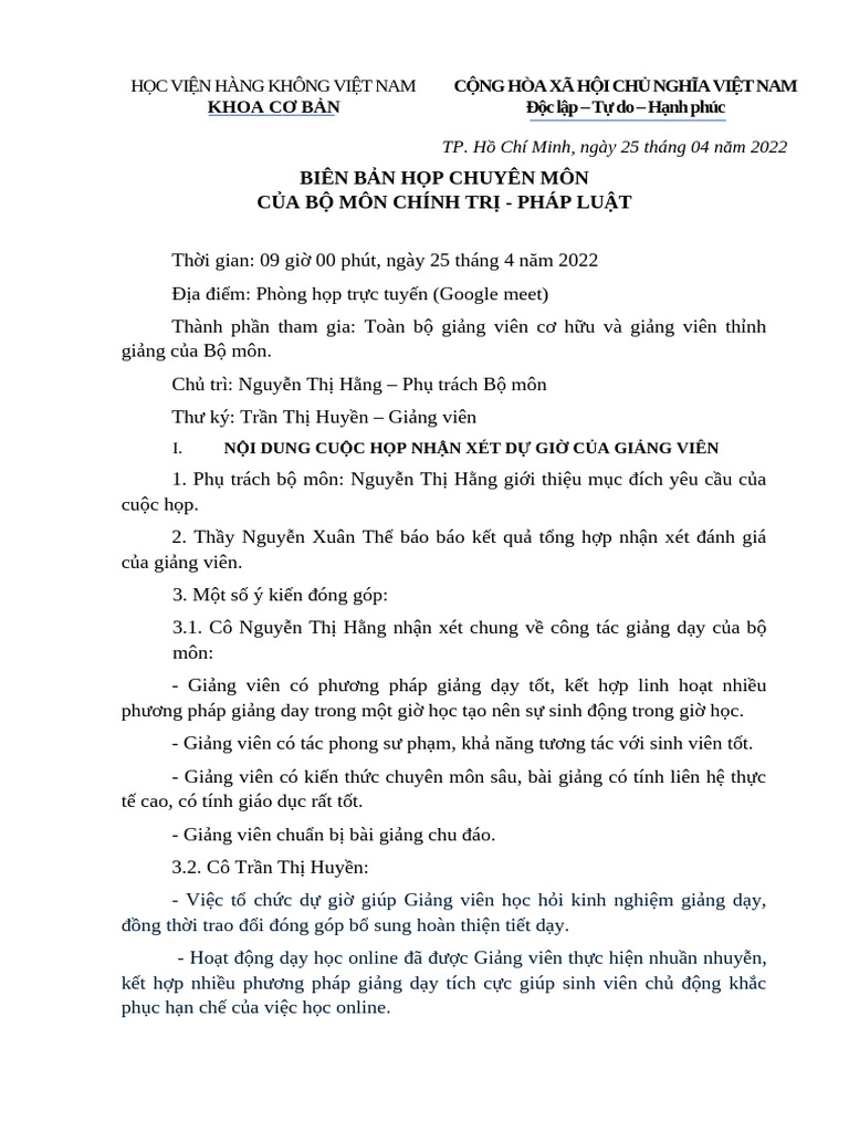 BM - Bien Ban Hop Bo Mon CTPL - HC | PDF