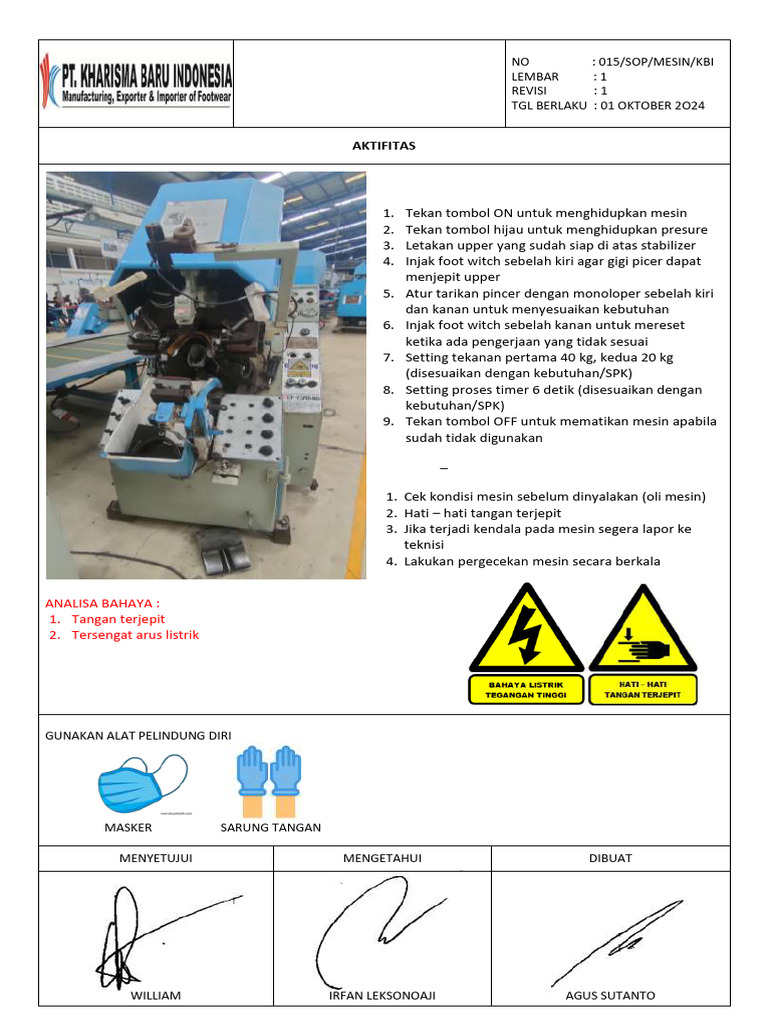 Sop Mesin Jempang | PDF