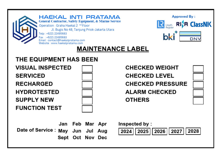 Sticker maintenance label | PDF