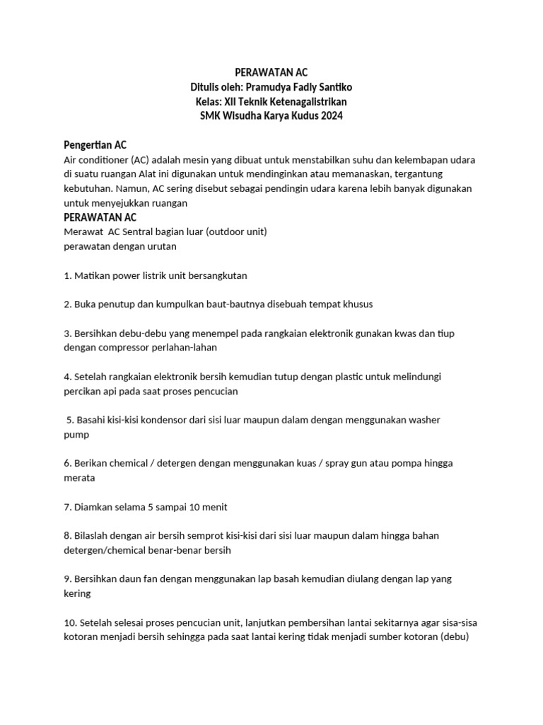 Panduan Perawatan AC Sentral Efektif | PDF