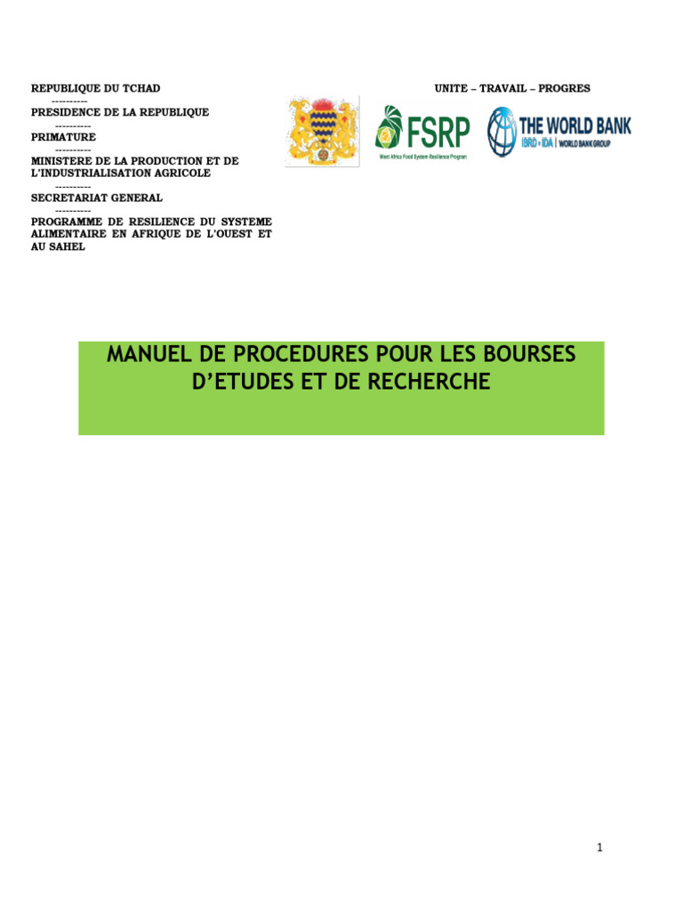 Manuel de Procédure Bourses PRSA-TD 2024 VF | PDF