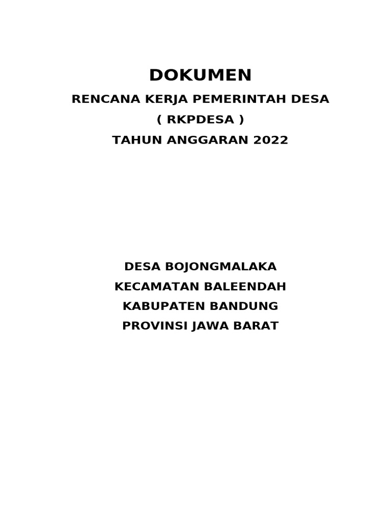 Cover RKP Desa 2022 | PDF