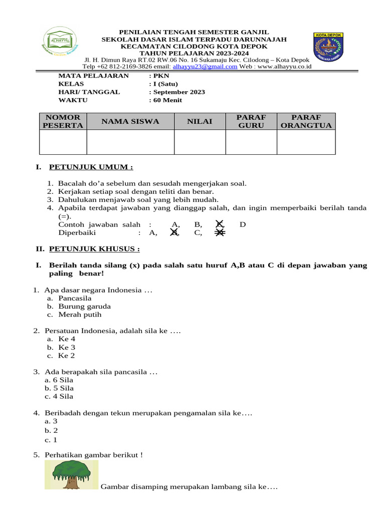 PTS PKN Kelas 1 | PDF | Indonesia | Sports & Recreation