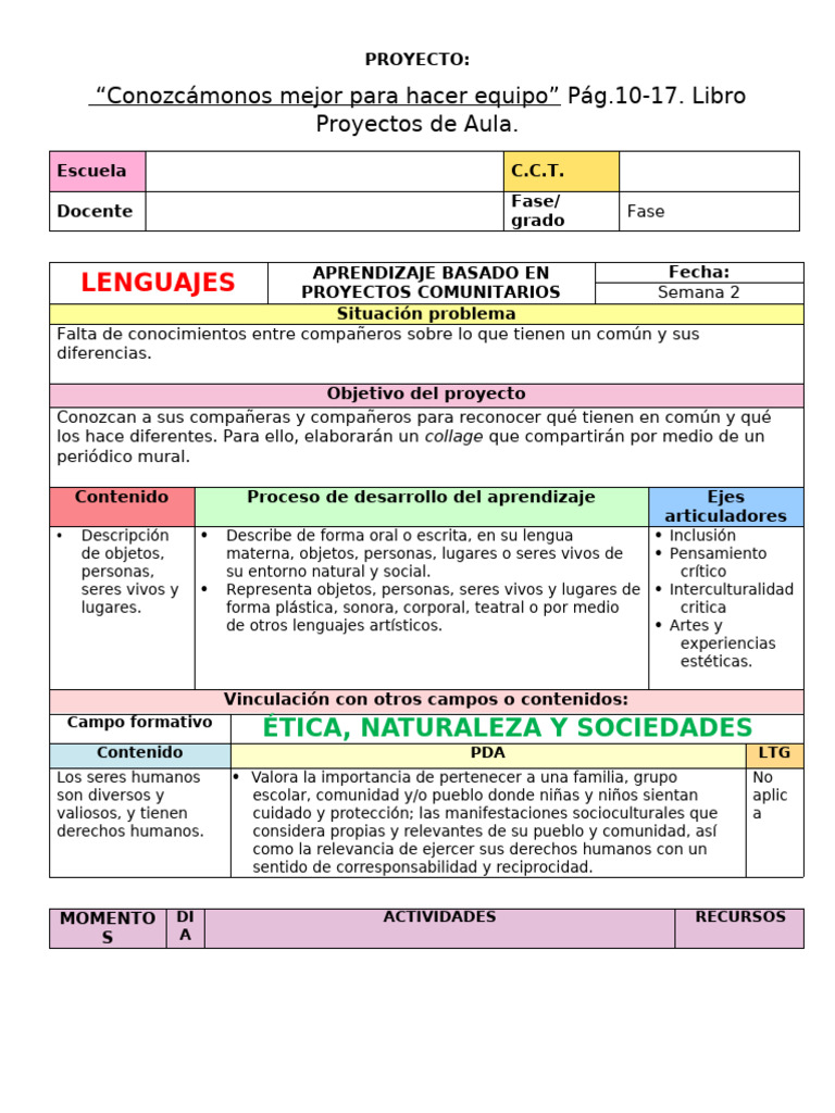 2° Proyecto PC Conozcamonos Mejor para Hacer Equipo Pa | PDF | Arte