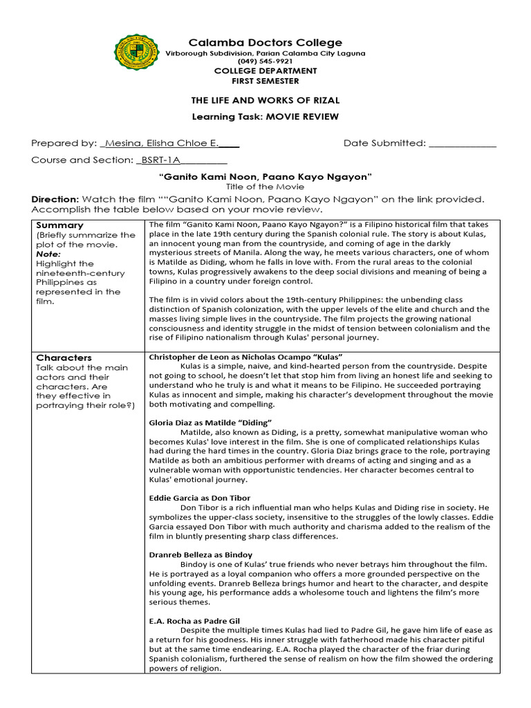 Movie Review Template Guide | PDF
