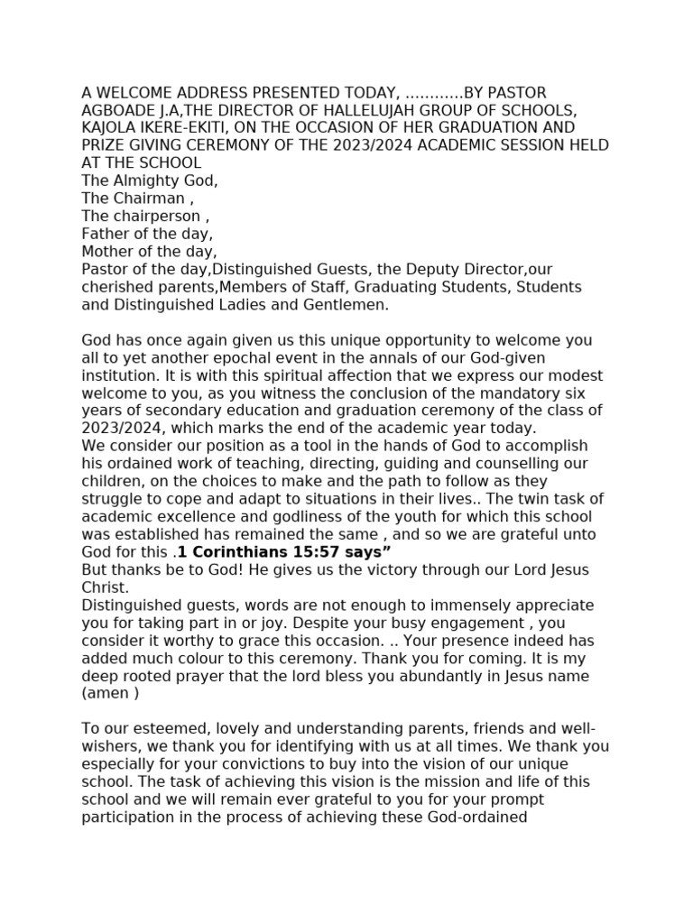 Directors Typed Speech | PDF