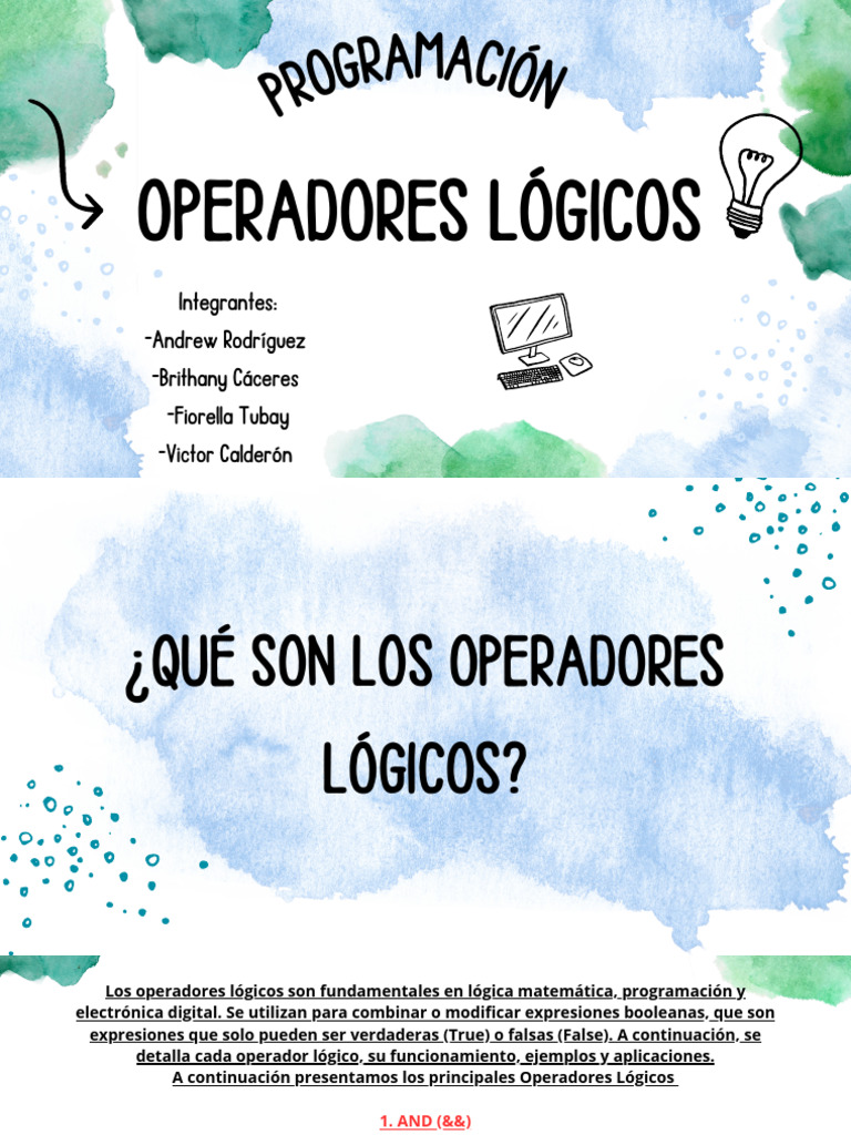 Presentación de Operadores Lógicos (Programación) | PDF
