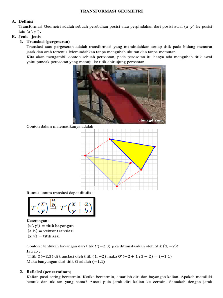 Transformasi Geometri Materi Soal Dan Pe | PDF