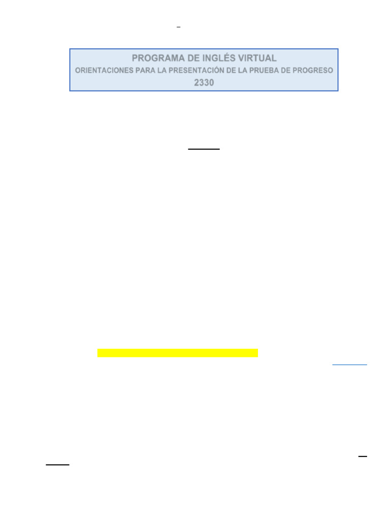 2330 - Orientaciones Prueba de Progreso | PDF