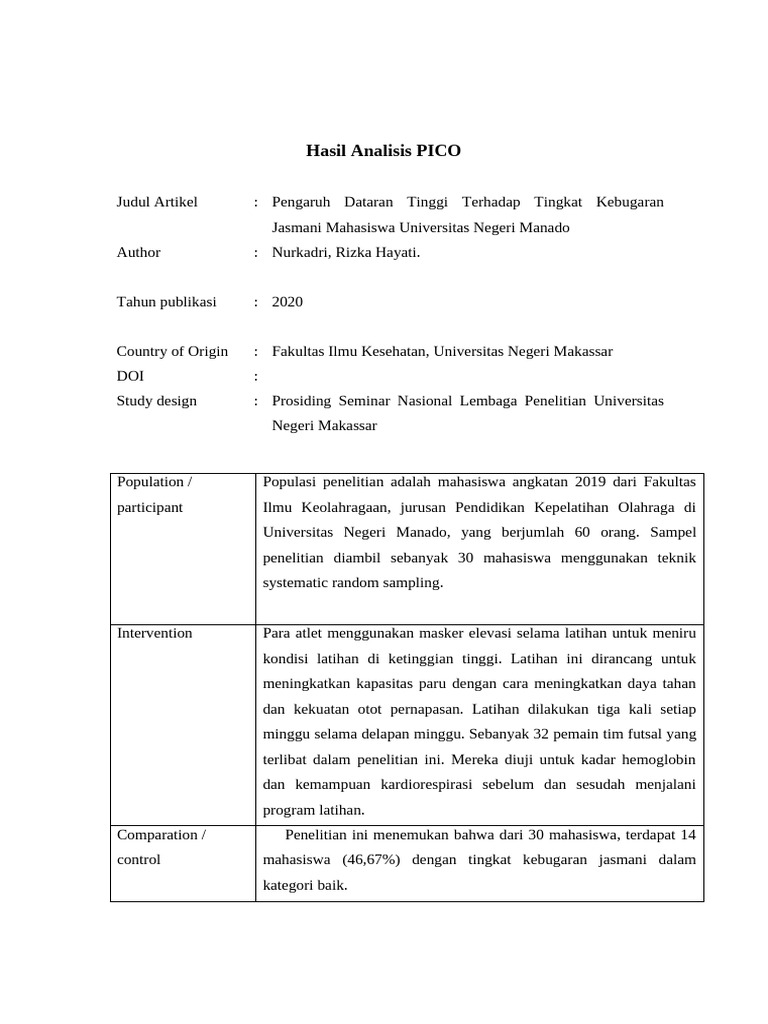 Hasil Analisis PICO | PDF