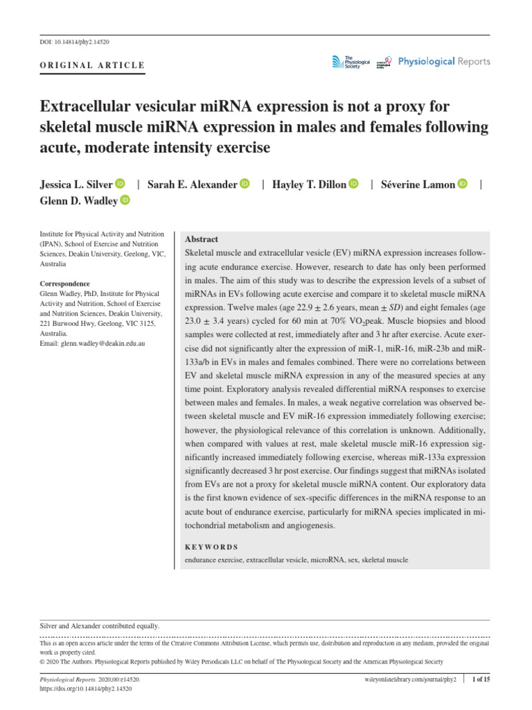 Extracellular Vesicular MiRNA Expression is Not a Proxy for Skeletal ...