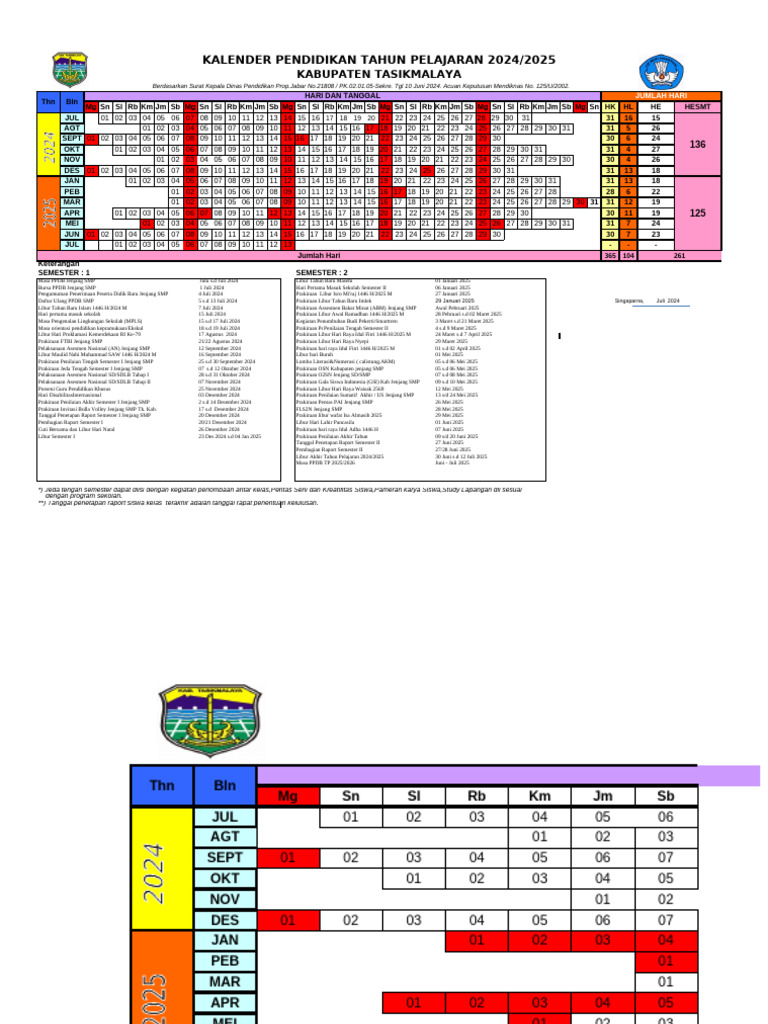 Kalender Pendidikan 2024-2025 SD, SMP Ok | PDF