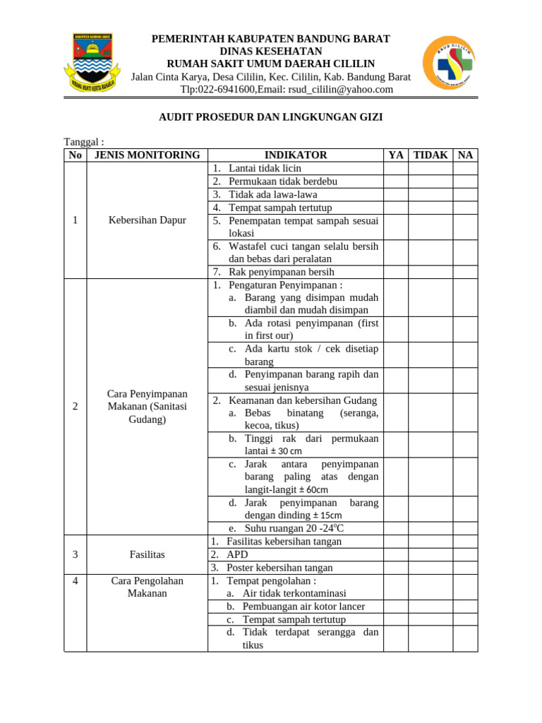 Audit Prosedur Dan Lingkungan Gizi | PDF