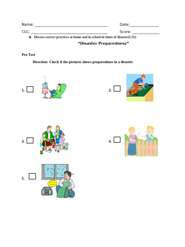 Worksheets LS5 Disaster Preparedness | PDF