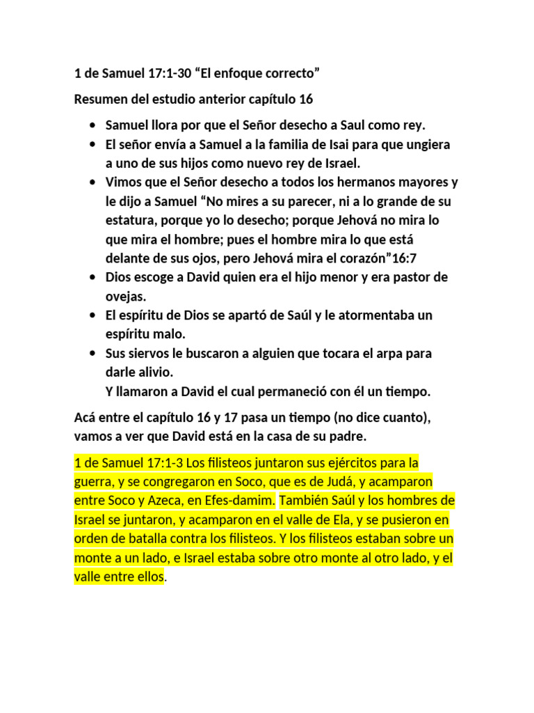 1 de Samuel 17 | PDF