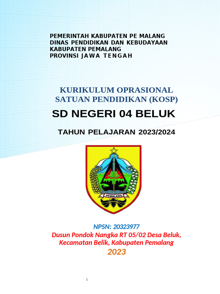 Kosp SDN 4 Beluk Fik | PDF