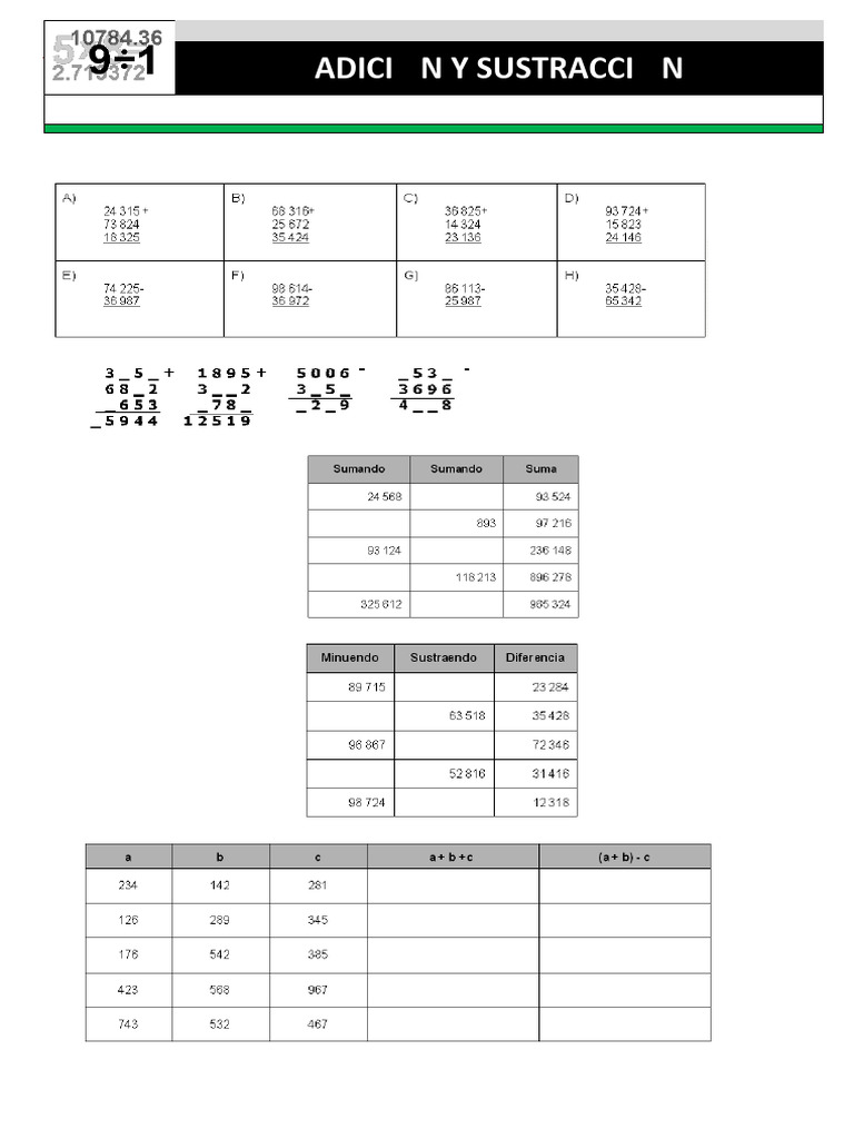 2° 03-ADICIÓN-Y-SUSTRACCIÓN 2do CIRCULO | PDF