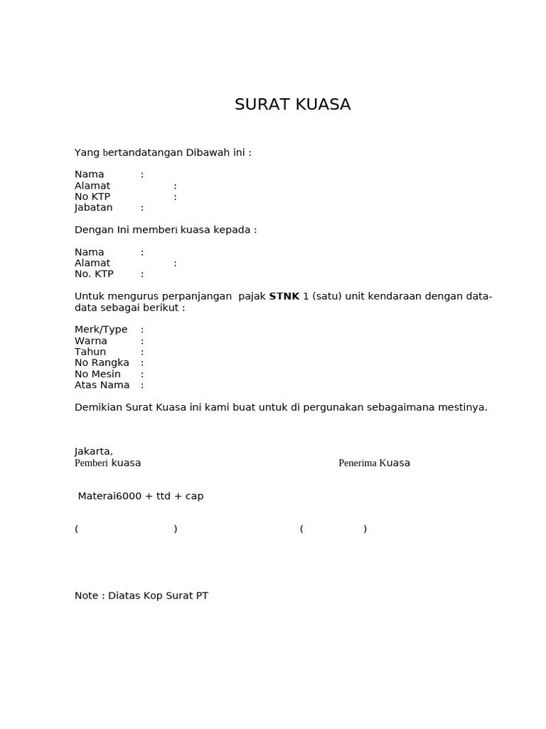 Contoh Surat Kuasa | PDF