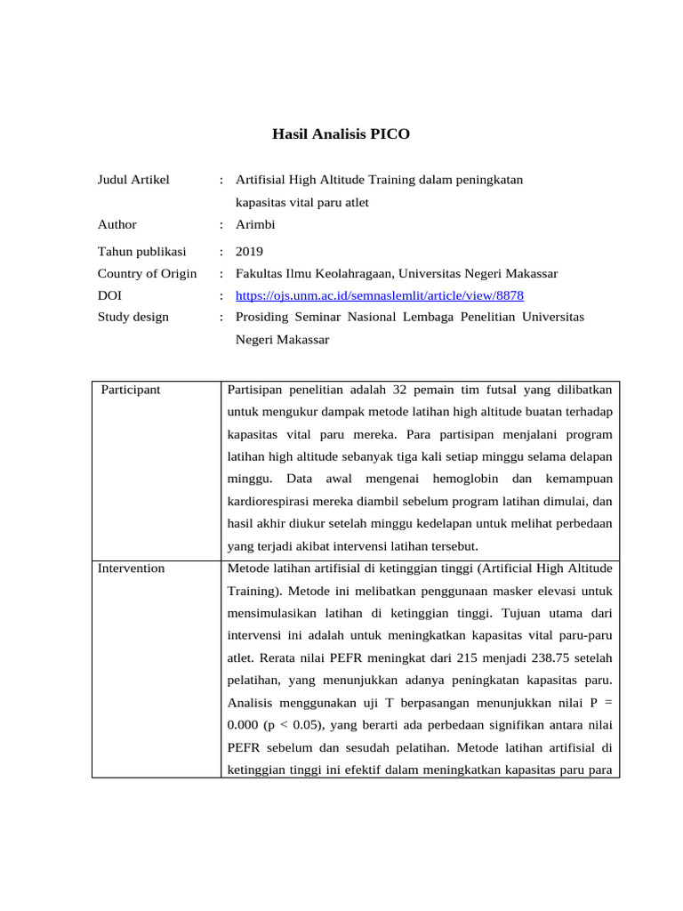 Hasil Analisis PICO | PDF