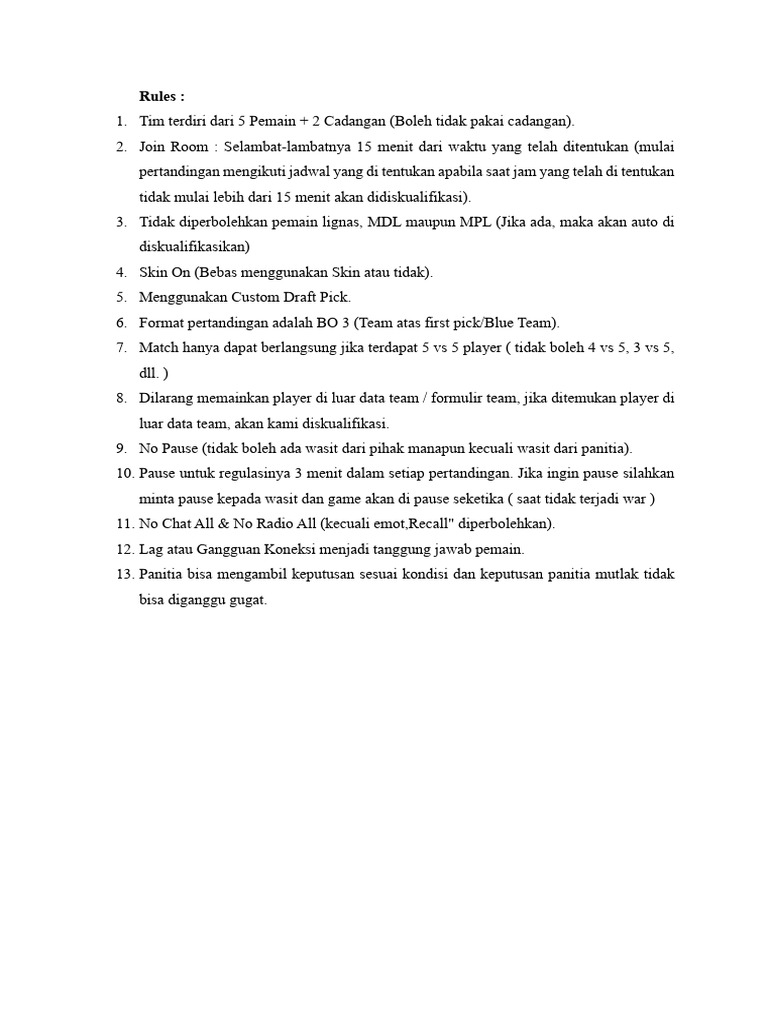 Rules mobile legends | PDF