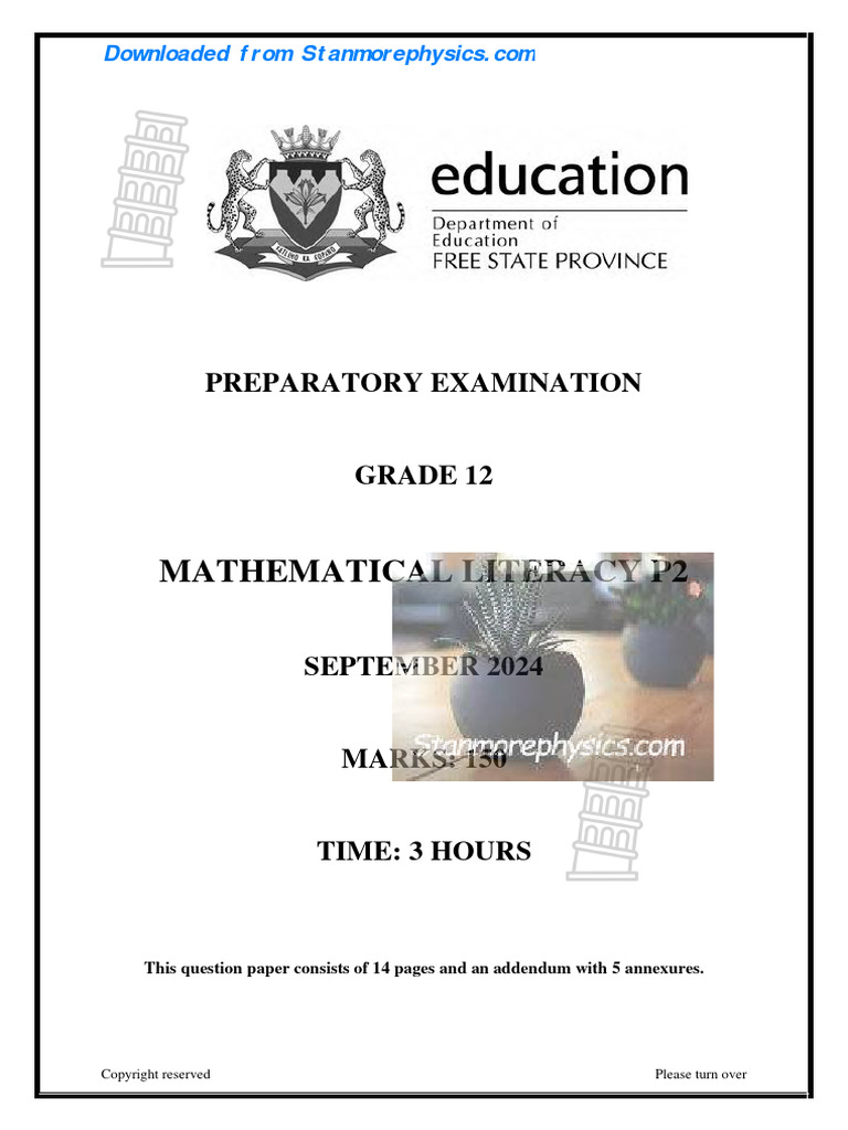 FS Maths Literacy Grade 12 September 2024 P2 and Memo | PDF