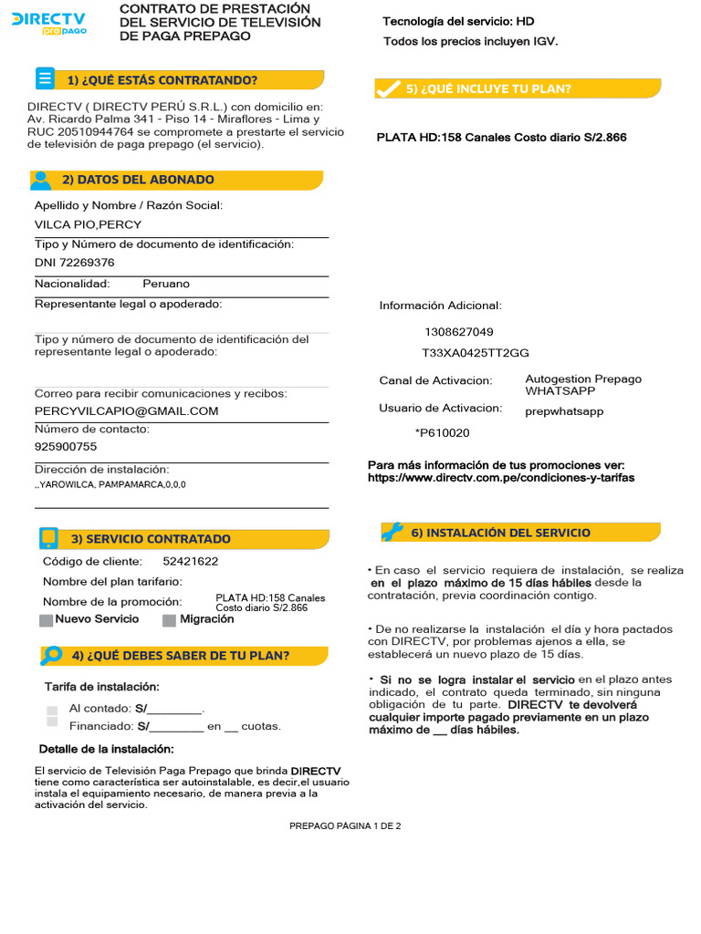 Contrato Cliente - 52421622 | PDF